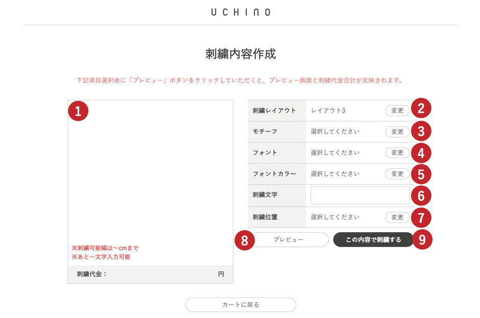 刺繍について-UCHINO Online Shop